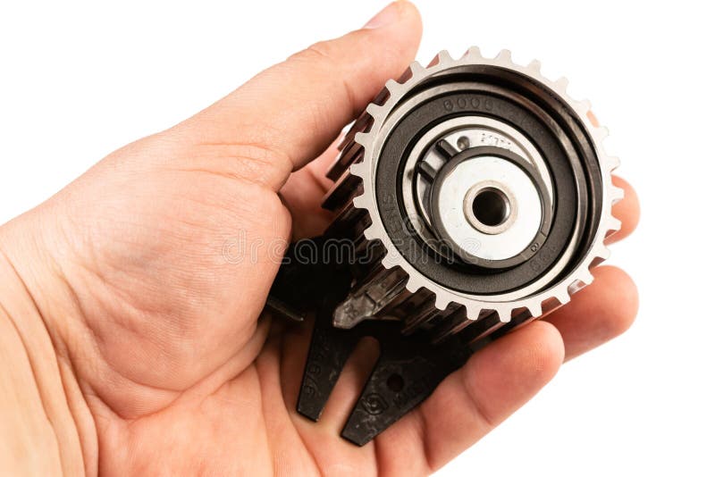 Timing Belt Gear Wheel in the Hand Above White Background Stock Image ...