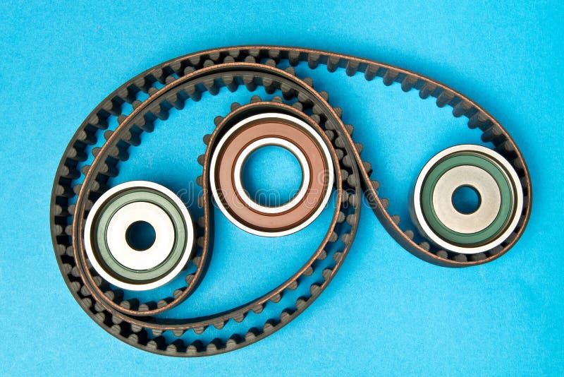 Timing Belt with Rollers on Background .Kit of Timing Belt for Car ...