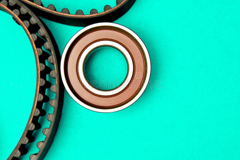 Timing Belt with Rollers on Background .Kit of Timing Belt for Car ...