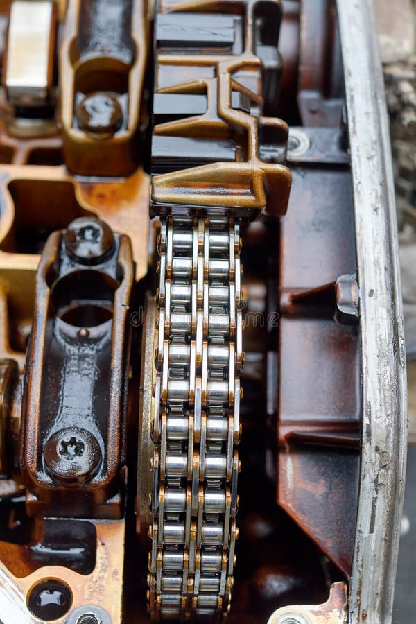 Timing chain of car engine stock image. Image of machinery - 248321061