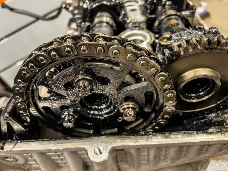 Timing Chain, Dirty and Worn Car Engine Stock Photo - Image of wornout ...