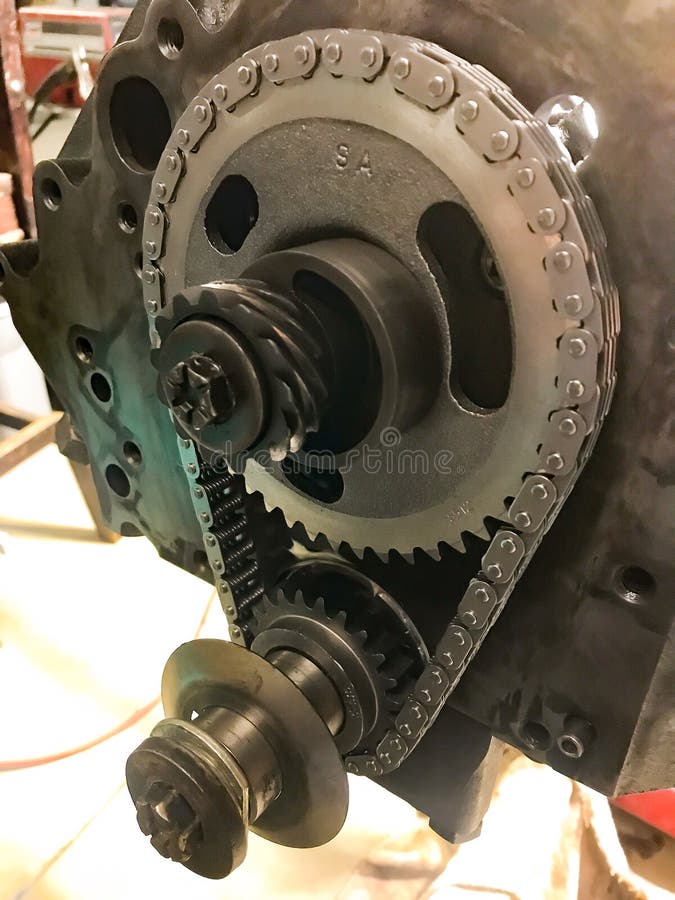 Timing Chain on Front of Rebuilt V8 Engine Stock Photo - Image of ready ...