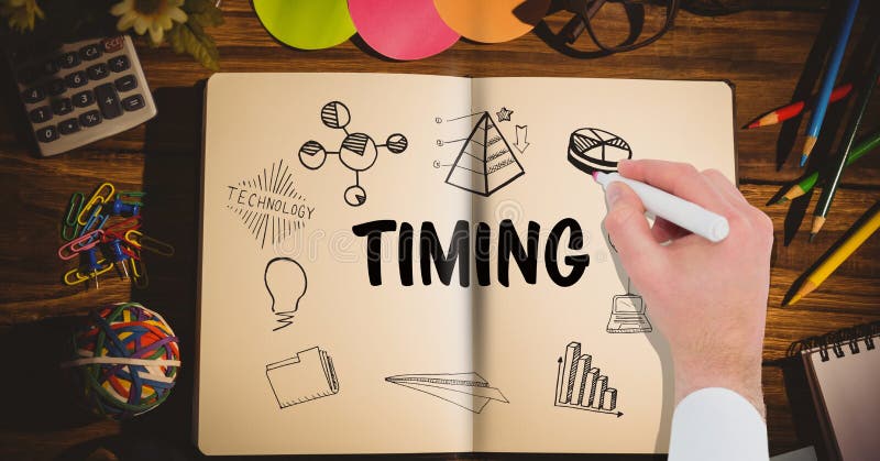Timing Graphic on a Notebook. Hand Drawing it Stock Image - Image of ...