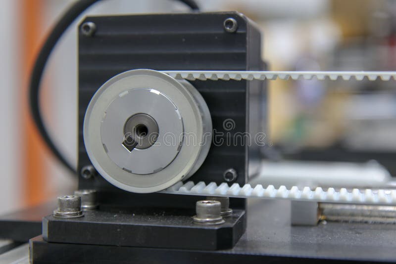 Timing Pulley and Belt Installed with the Motor Stock Image - Image of ...