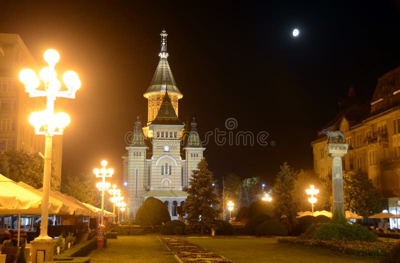 Timisoara cathedral stock photo. Image of moon, timisoara - 25592342