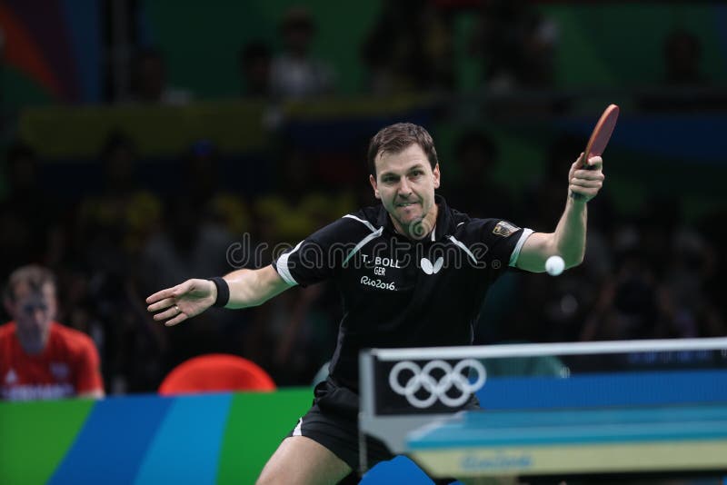 Timo Boll Playing Table Tennis at the Olympic Games in Rio 2016 ...
