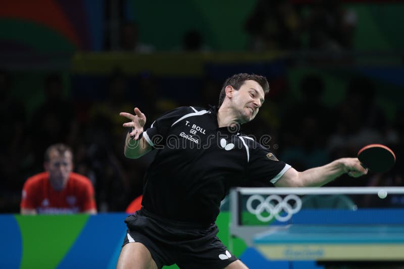 Timo Boll Playing Table Tennis at the Olympic Games in Rio 2016 ...