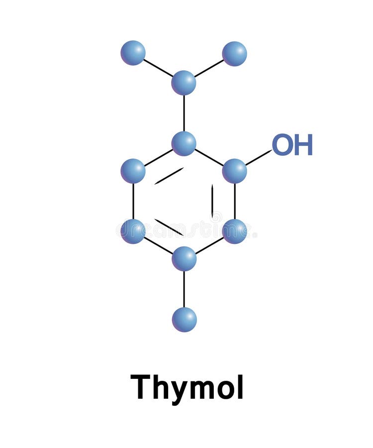 Struttura Molecolare Del Timolo Isolata Sul Nero Illustrazione di Stock ...