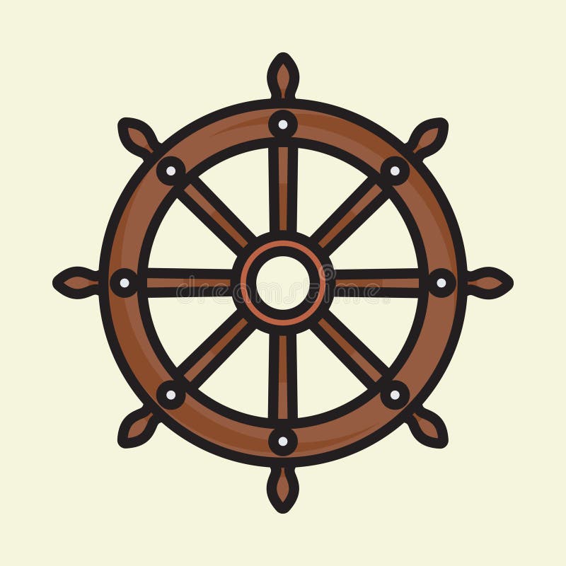 3d Volante Del Timone Di Legno Illustrazione di Stock - Illustrazione ...