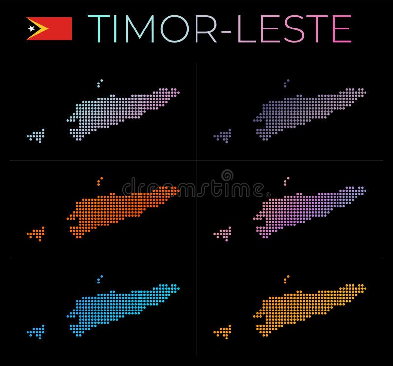 Timor-Leste Dotted Map Set. Stock Vector - Illustration of national ...