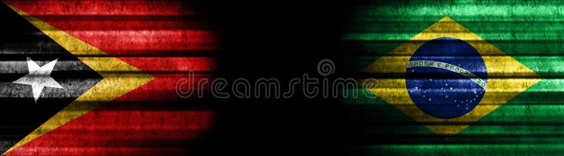 Timor Leste E Bandeiras Do Brasil Em Preto Ilustração Stock ...