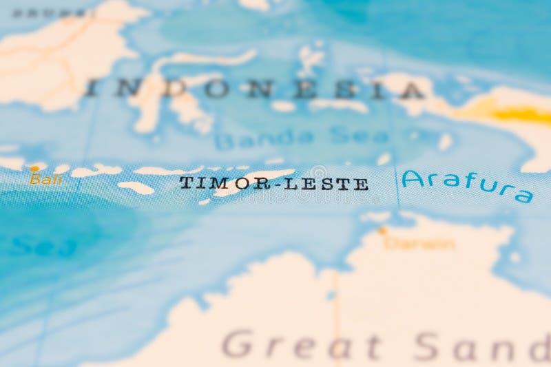 Timor-Leste in Focus on a Tilted World Map. Stock Illustration ...