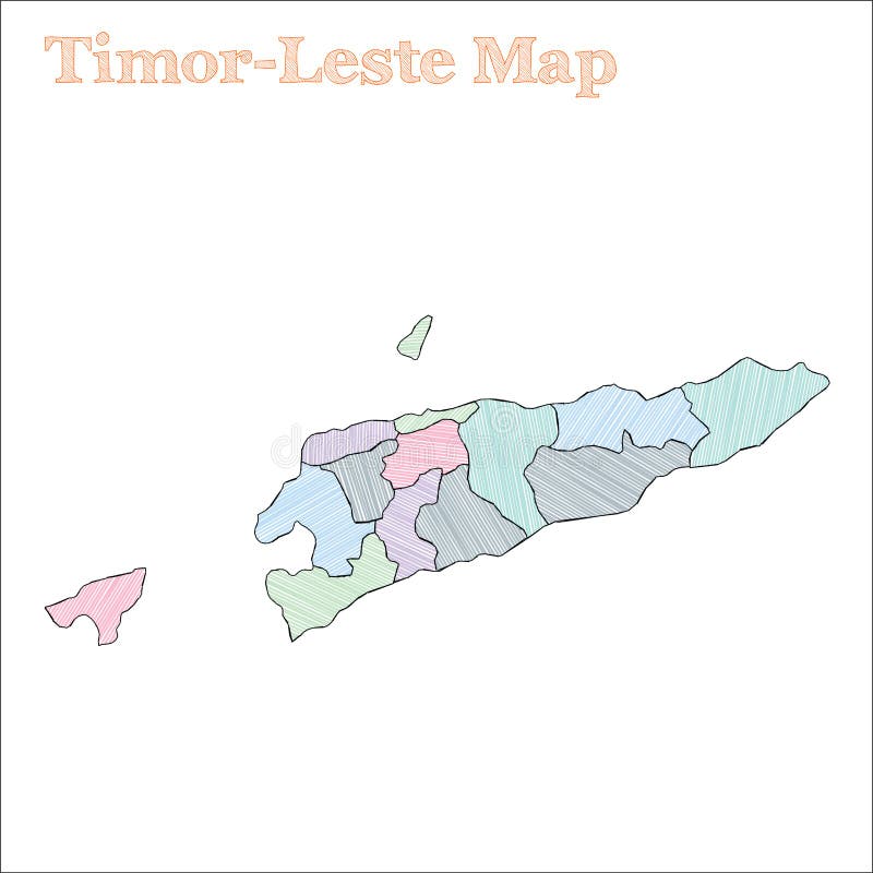 Timor-Leste Hand-drawn Map. Stock Vector - Illustration of decorative ...
