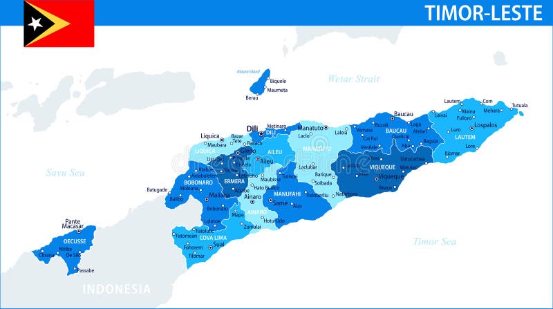 Timor-Leste Map Vector Blue Spot - Customizable Layered Political Map ...