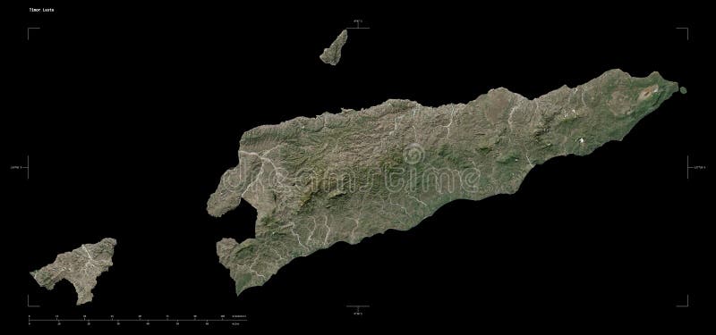 Timor Leste Shape on Black. Low-res Satellite Stock Illustration ...