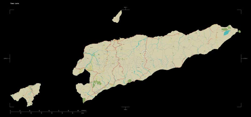 Timor Leste Shape on Black. Topo Humanitarian Stock Illustration ...