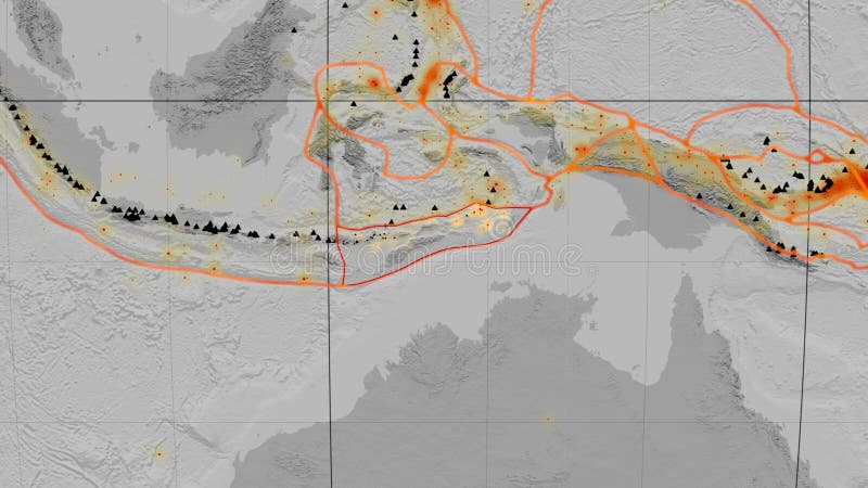 Timor Plate Outlined, Mollweide Projection - Grayscale Stock ...