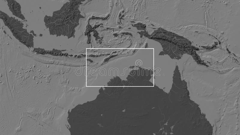 Timor Sea. Bilevel Map. Patterson Cylindrical. Close-up Stock Video ...