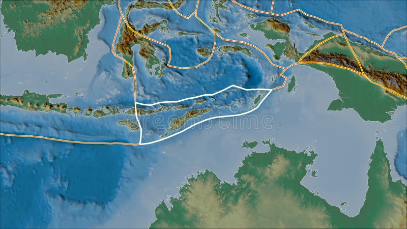 Timor Tectonic Plate. Relief. Stroke First. Van Der Grinten Projection ...