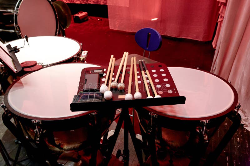 Timpani Drums of Symphony Orchestra on Theater Stage Stock Image ...