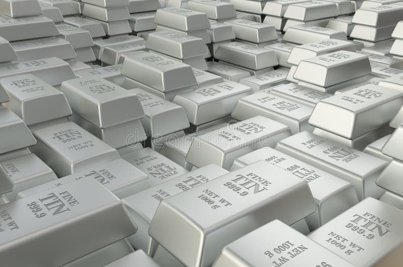 Tin Bars, Ingots Background. 3D Rendering Stock Illustration ...