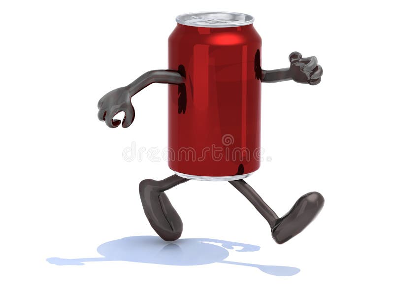 Tin Can with Arms and Legs Running Stock Illustration - Illustration of ...