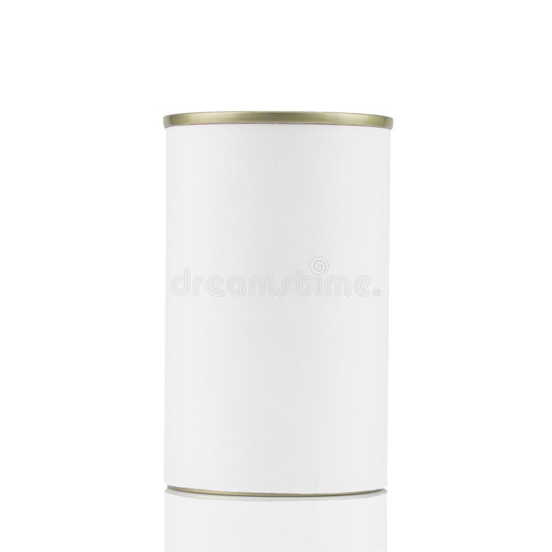 Tin Can with Blank White Label on White Background Stock Image - Image ...