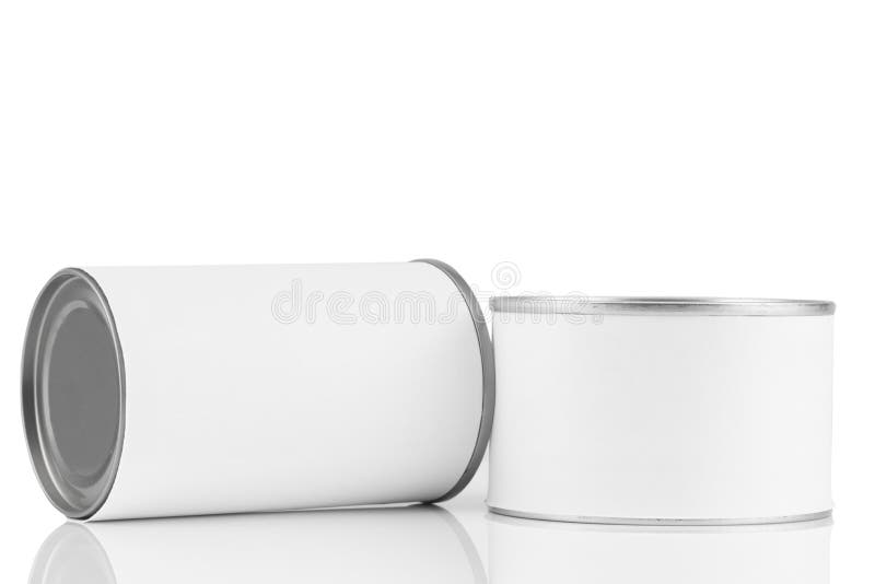 Tin Can with Blank White Label on White Background Stock Photo - Image ...