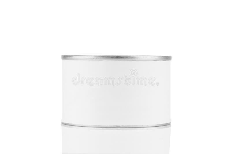 Tin Can with Blank White Label on White Background Stock Photo - Image ...