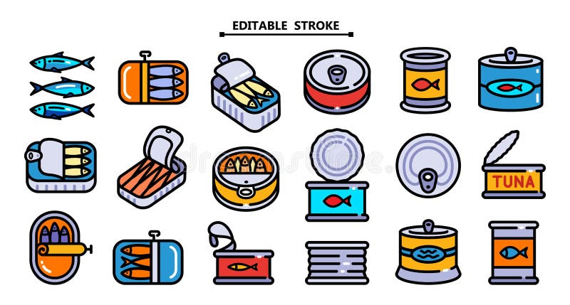 Tin Can Colorfull Icons Set Stock Vector - Illustration of cutout ...