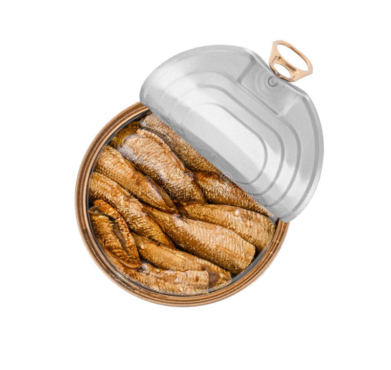 Tin Can with Conserved Fish on White Background Stock Photo - Image of ...