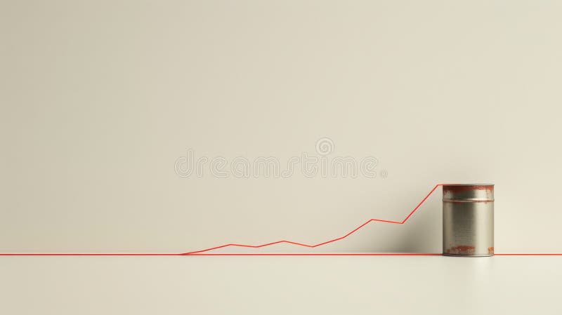 Tin Can with a Fluctuating Red Line on a Pale Background Stock Photo ...