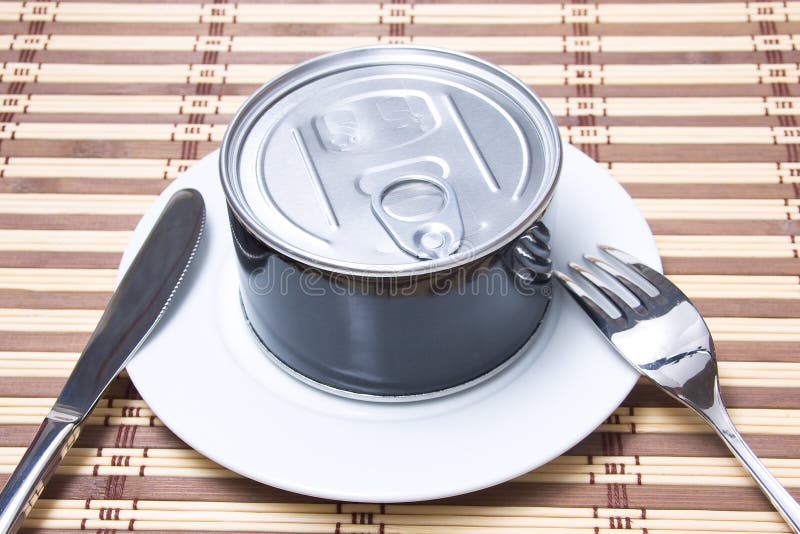 Tin can food stock image. Image of preserves, fork, recipient - 22402937