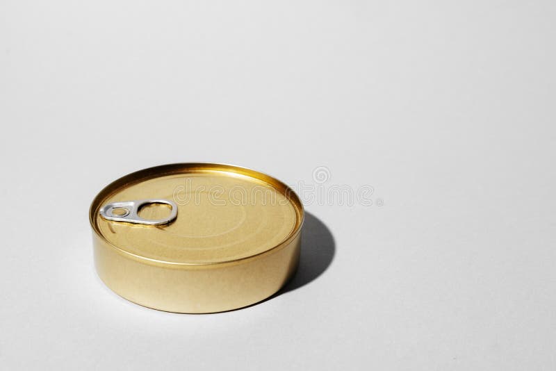 Tin Can for Food on Gray Background Stock Image - Image of closeup ...