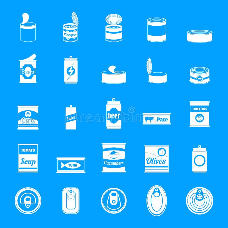 Tin Can Food Package Jar Icons Set, Simple Style Stock Vector ...