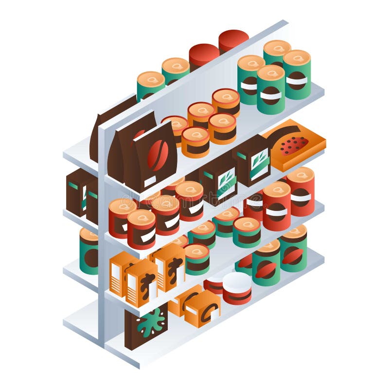 Tin Can Market Shelf Icon, Isometric Style Stock Vector - Illustration ...