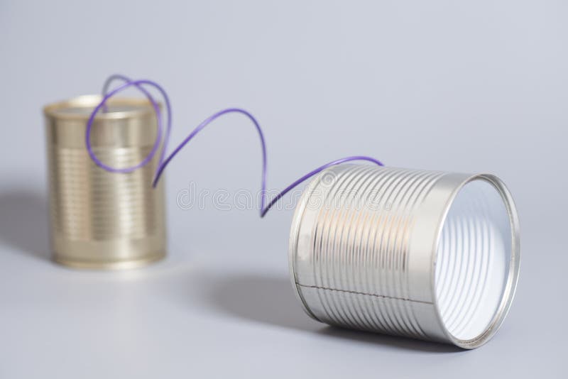 Tin can phone stock image. Image of hear, play, convenience - 60479697