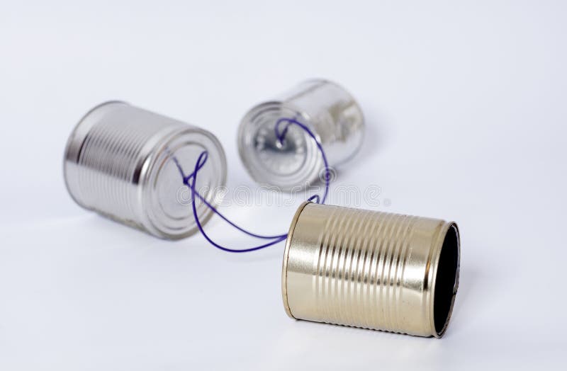 Tin can phone stock photo. Image of communication, device - 59544388
