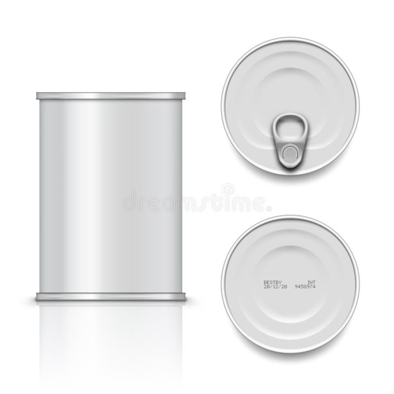 Tin Can with Pull Ring. Side, Top and Bottom View Stock Vector ...