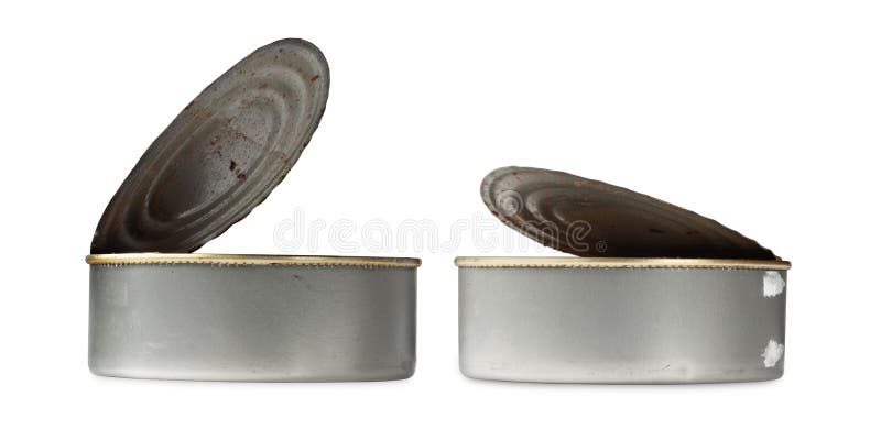 Tin Can Set. Opened Metal Tin Jar without Label Isolated on White Stock ...