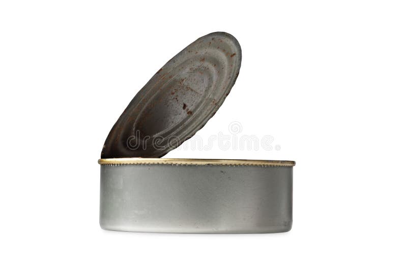 Tin Can. Side View Open Tin Can without Label Isolated on a White Stock ...