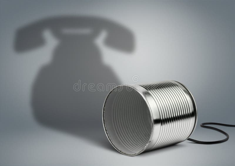 Tin Can with Telephone Shadow, Communication Creative Concept Stock ...