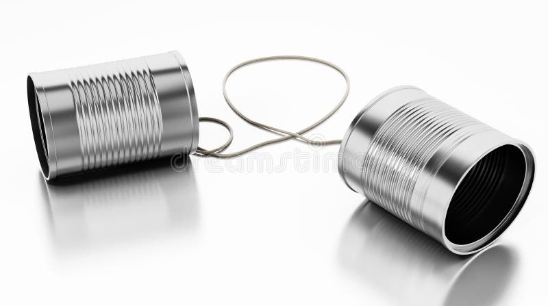 Two Tin Cans and String Phone. Stock Illustration - Illustration of ...