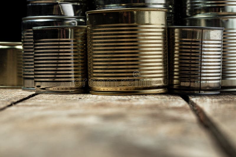 Tin Cans with Food on the Table. Stock Image - Image of canned, meal ...