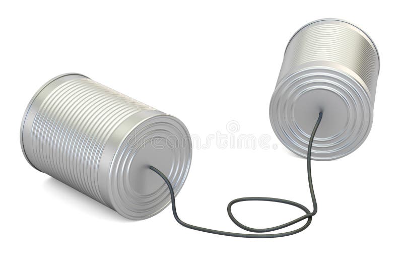 Tin Cans To Listening or Talking Together. Can Phone. Communication ...