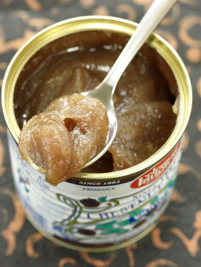 Tin of cream of chestnuts editorial image. Image of ingredient - 23703805