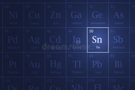 Tin Element Glowing in a Dark Periodic Table Stock Illustration ...