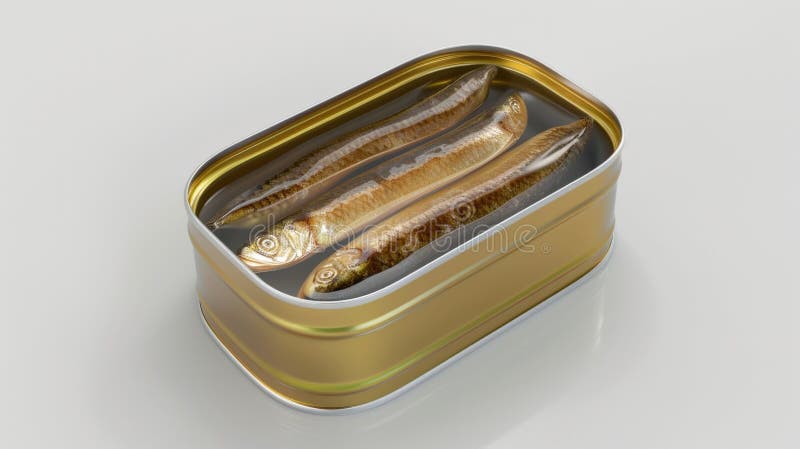 A Tin of Fish Sitting on a Table. Suitable for Food and Cooking ...