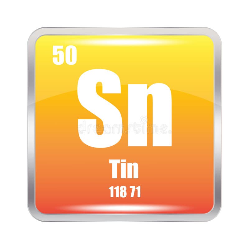 Tin Icon. Sn Chemical Element. Atomic Number 50. Mass 118.71. Yellow ...
