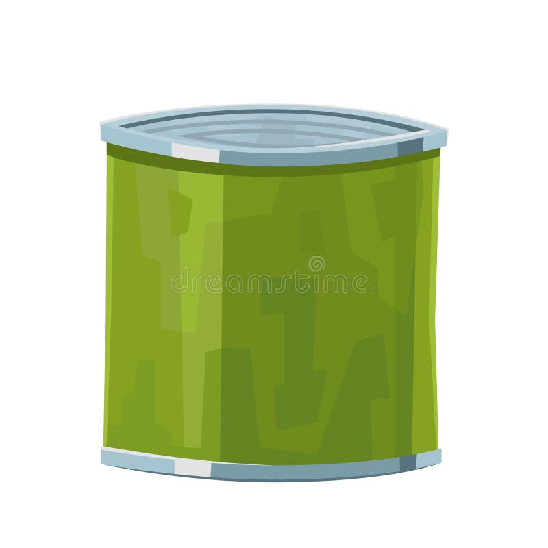 Tin Packaging in Cartoon Style Isolated on White Background Stock ...